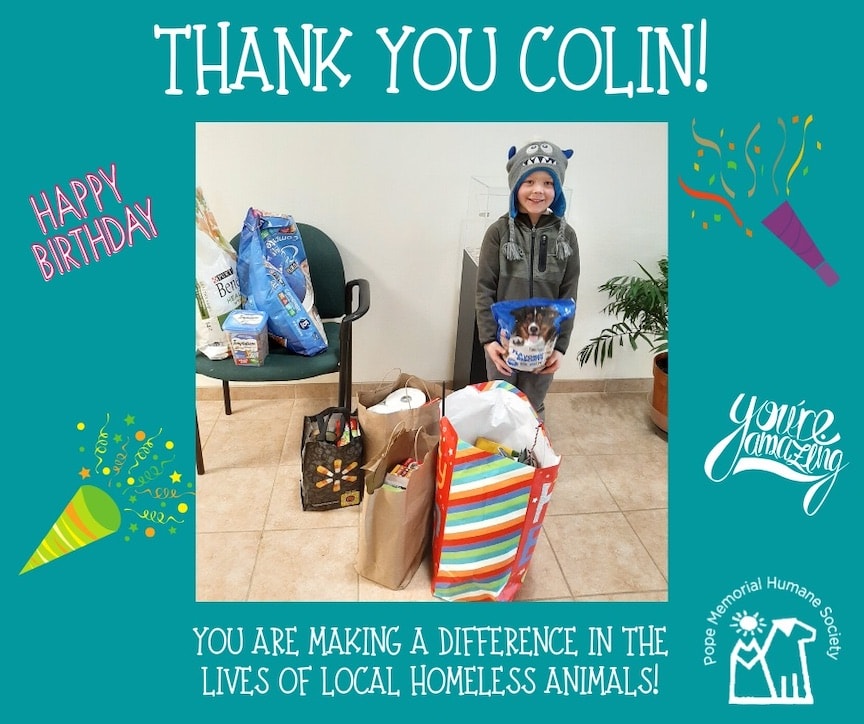 Thank you Colin | Pope Memorial Humane Society