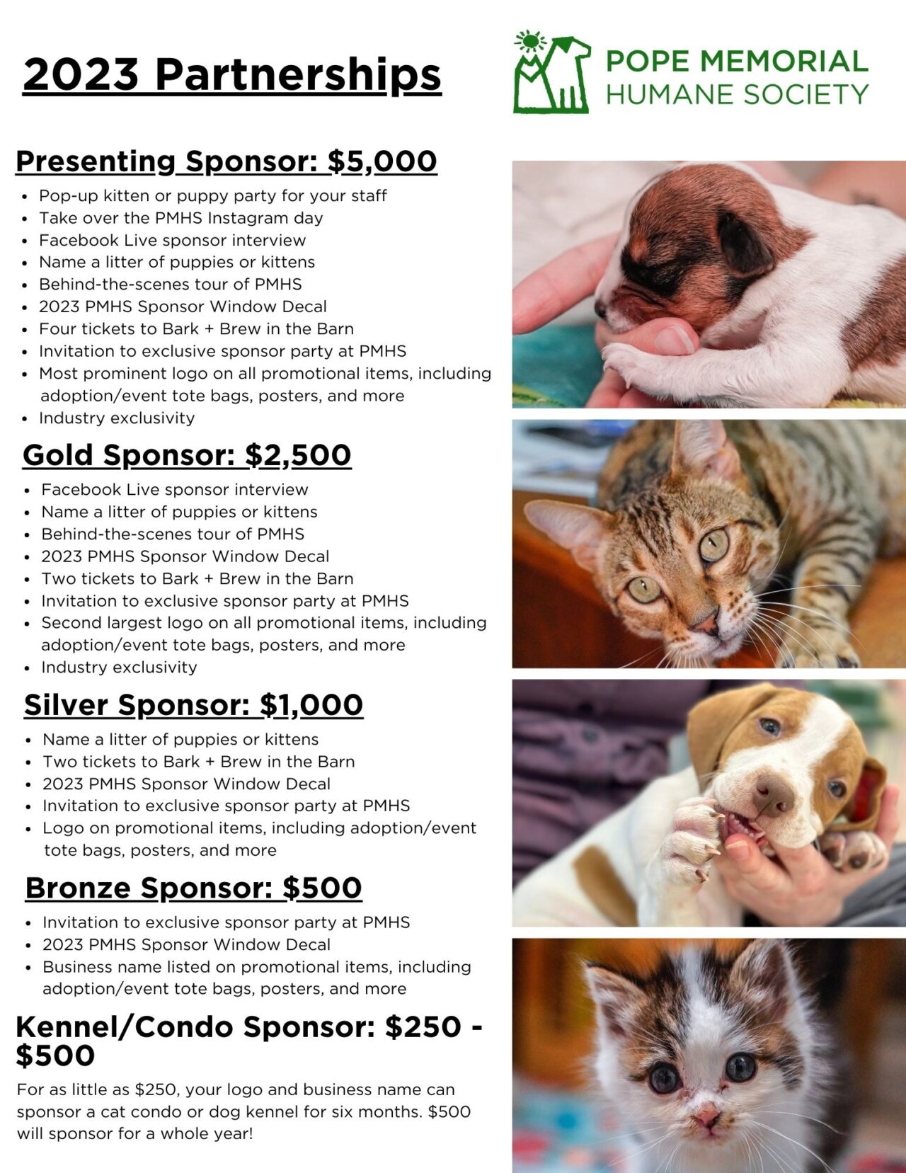 2023-Sponsorship-Levels | Pope Memorial Humane Society