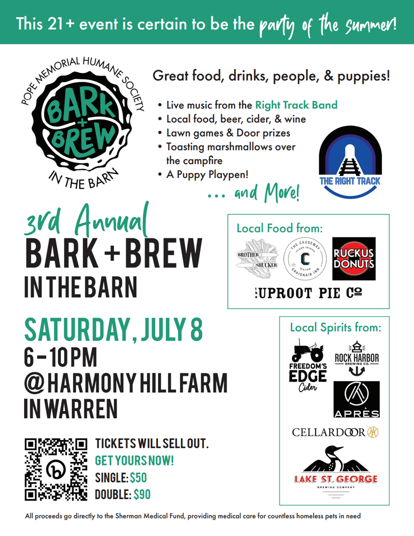 3rd Annual Bark + Brew in the Barn | Pope Memorial Humane Society
