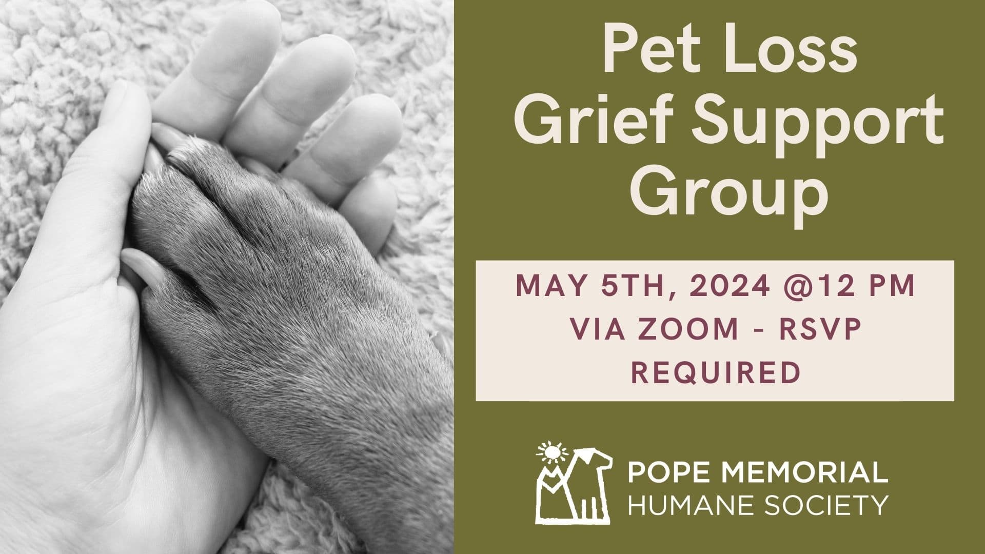 Pet Loss Grief Support Group | Pope Memorial Humane Society